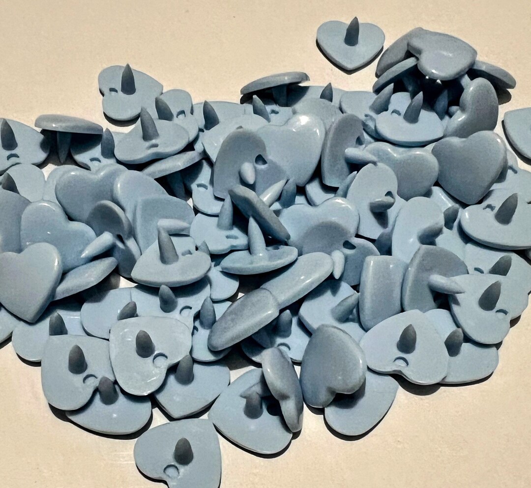 KAM Snaps 100 Light Blue (B20) Heart Shaped ONLY Plastic Resin Snaps ...
