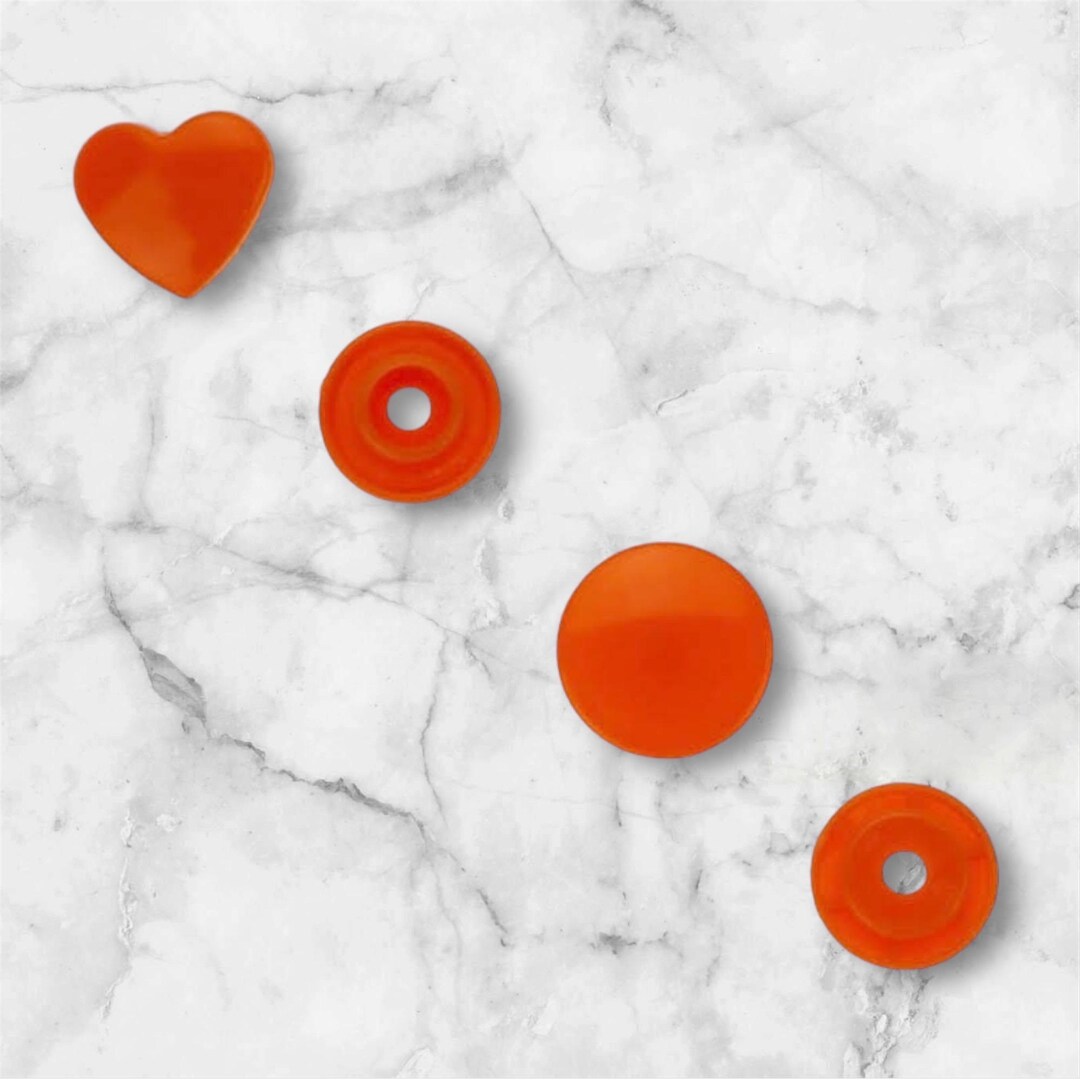 KAM Snaps Fastener Complete Sets of Orange (B55) Heart Shaped Plastic ...