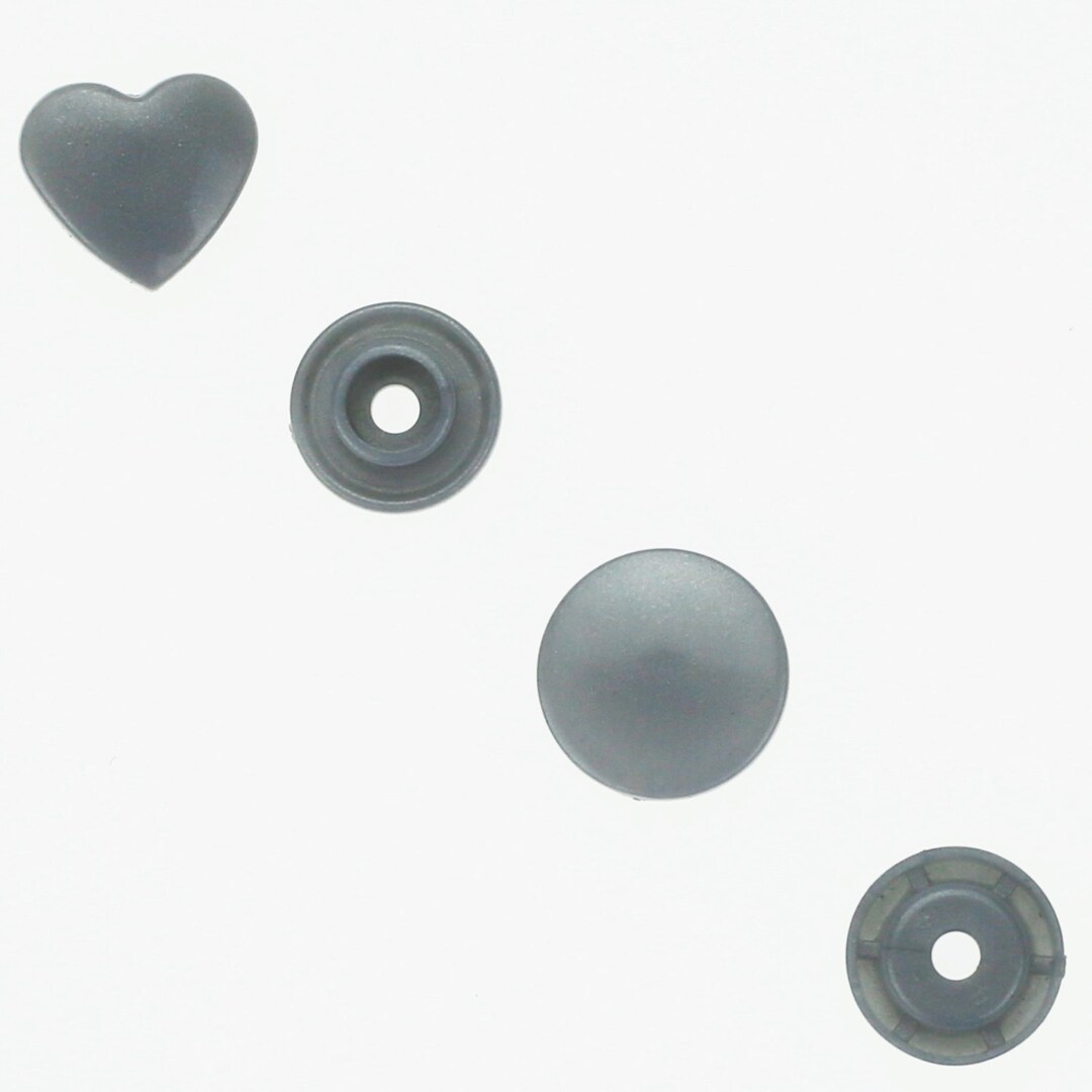 KAM Snaps Fastener 100 Complete Sets of Silver (B45) Heart Shaped ...