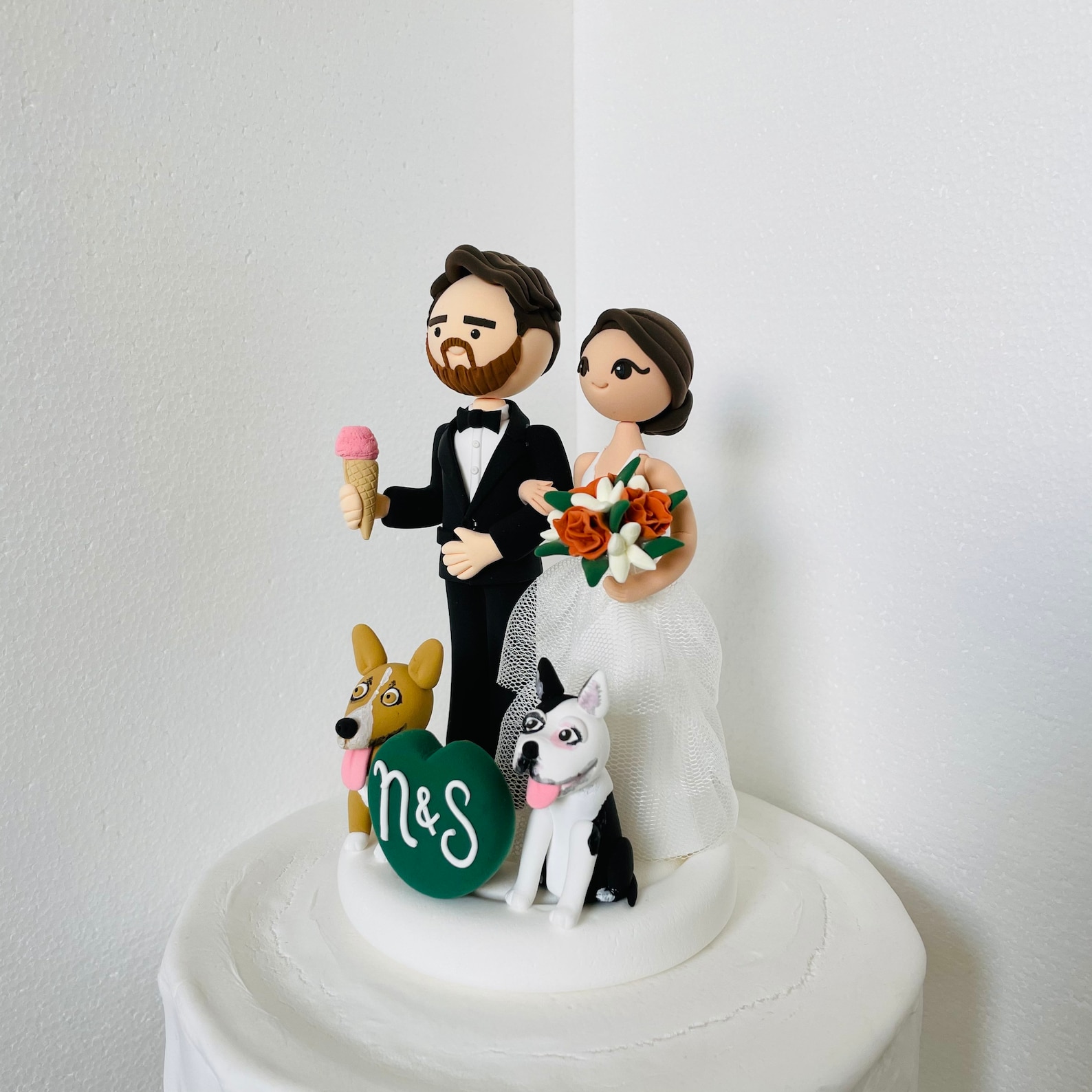 Cute couple custom wedding cake topper bride and groom cake | Etsy