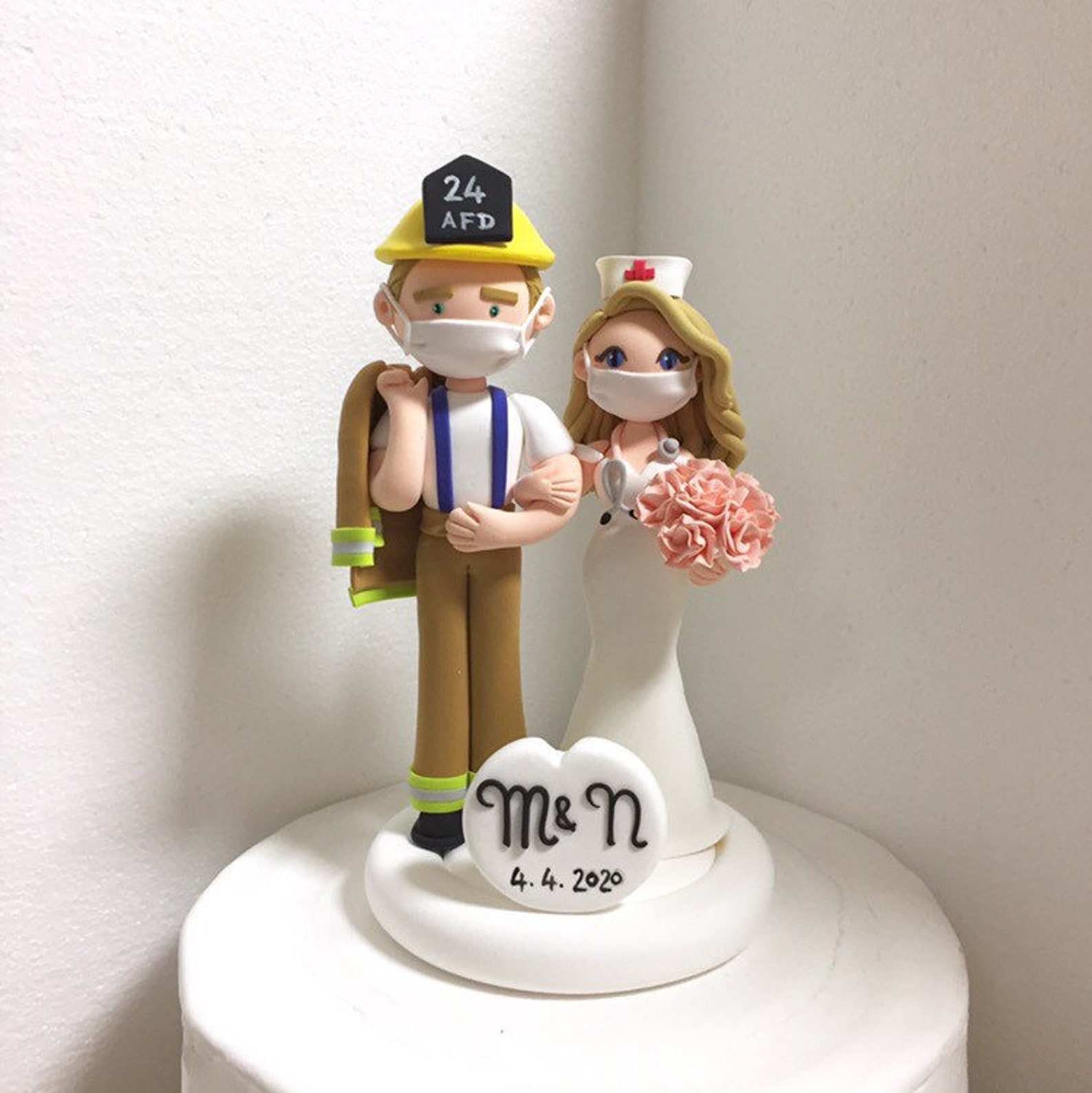 Firefighter and Nurse Fireman Handmade Custom Wedding Cake | Etsy