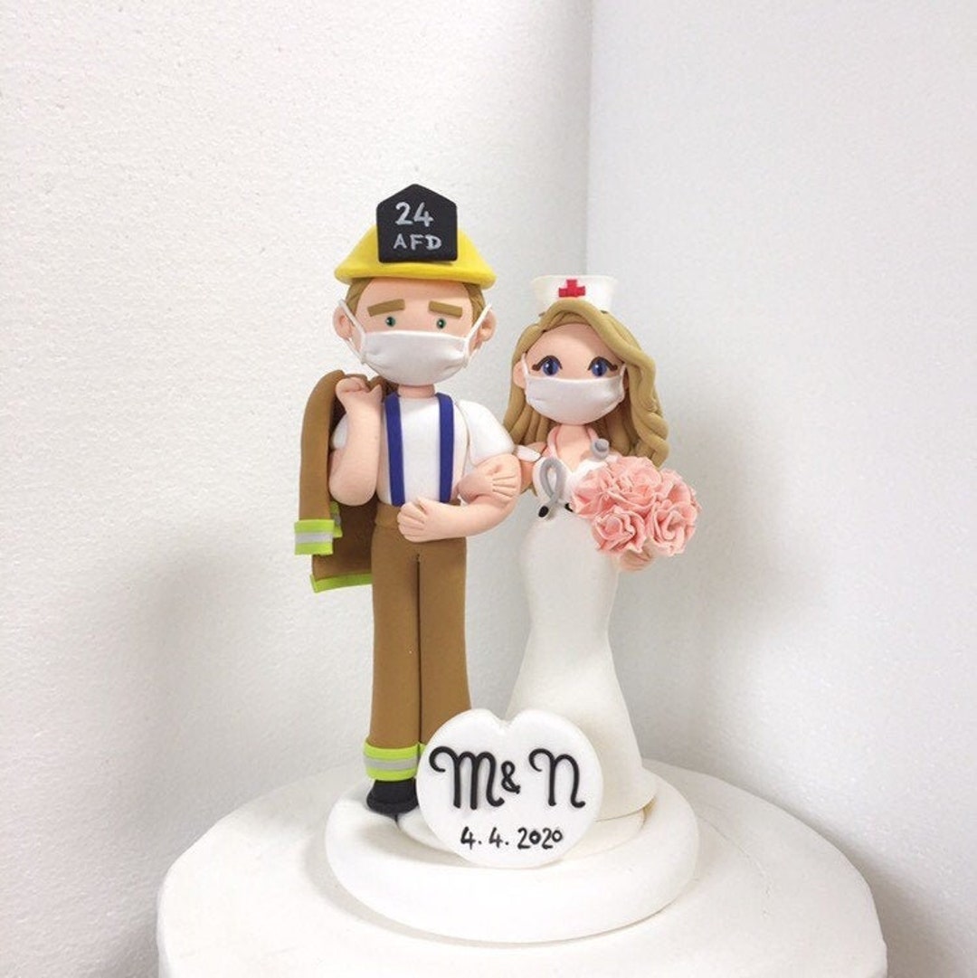 Firefighter and Nurse Fireman Handmade Custom Wedding Cake - Etsy