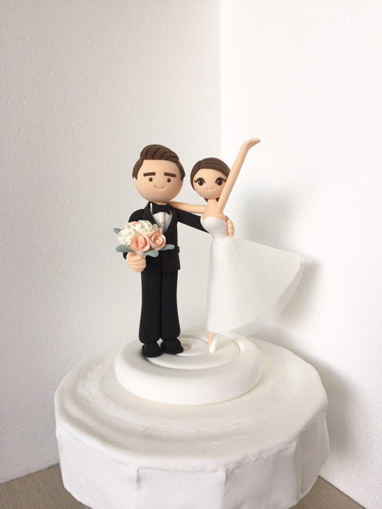 Dancing Wedding Cake Topperminimalist Bride and Groom Mr - Etsy
