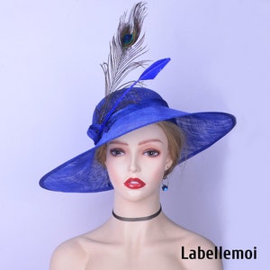 New Cobalt Blue Royal Hat Large Dress Church Sinamay Hat - Etsy