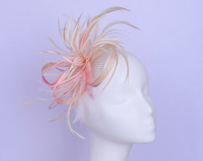 New Feather Fascinator Graffiti Random Dyeing Sinamay Loop Headpiece ...