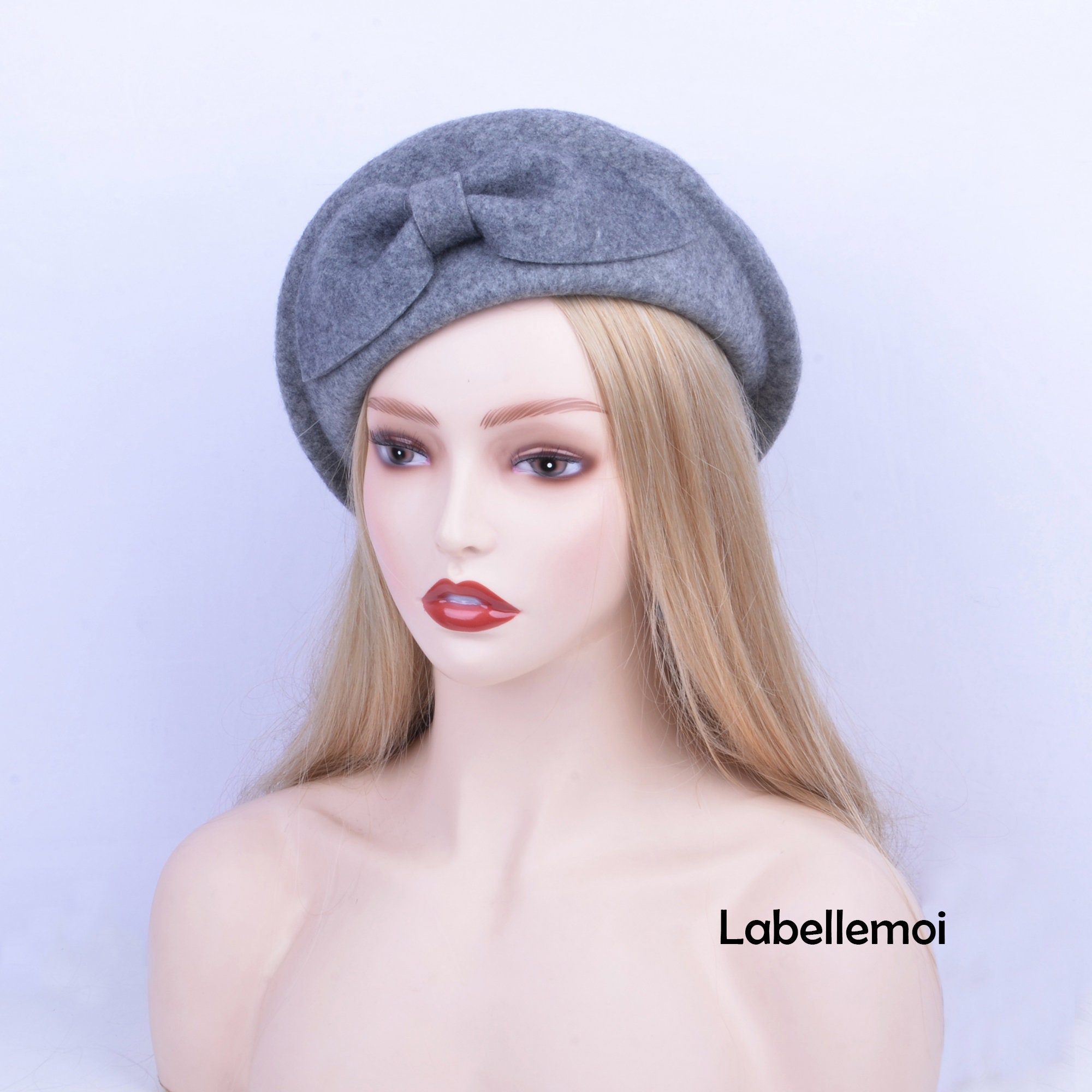 NEW Vintage Camel Wool Felt Hat Winter Hat Wool Beret Cap W/felt Bow ...