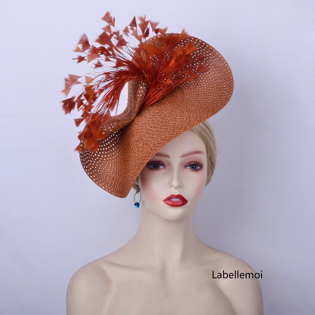 Exclusive Bronze Fascinator Hat Copper Rusty Brown Hatinator Church ...