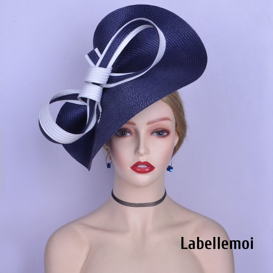 Exclusive Navy/white Fascinator Two Tone Saucer Hatinator - Etsy