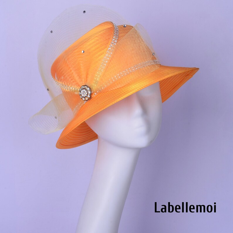 New Orange Church Hat Formal Dress Hat Satin Hat With - Etsy