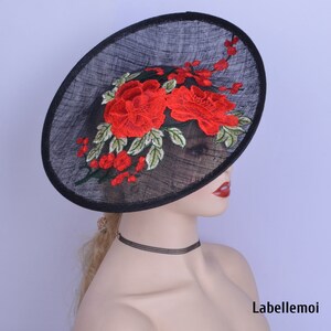 Chinoiserie Black/red Saucer Sinamay Hatinator Derby Hat Ascot Lace Hat ...