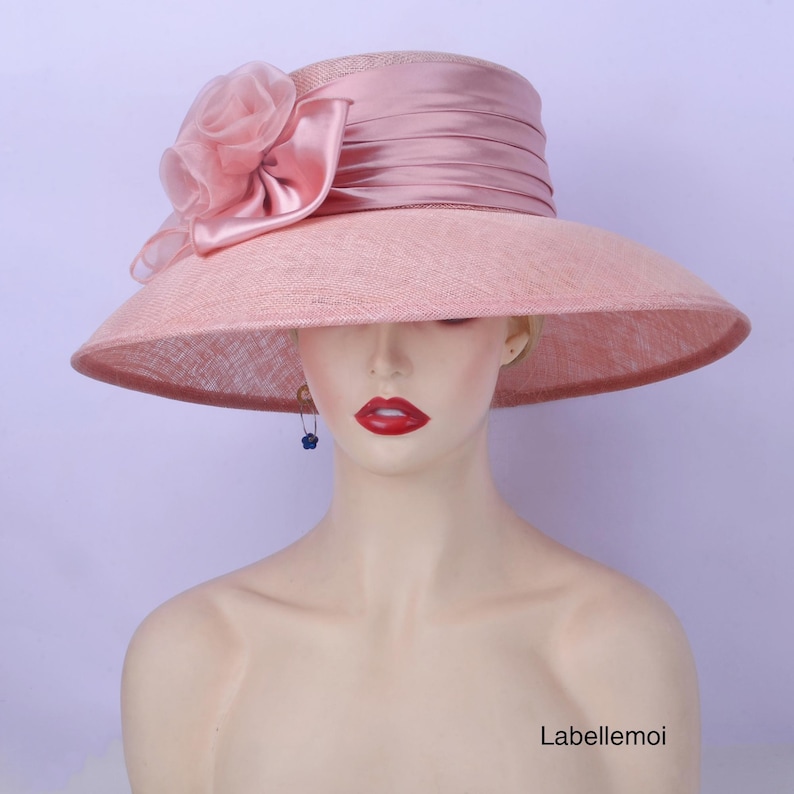 Pale Pink Sinamay Kentucky Derby Hat, Handmade Flower Ascot Races - Etsy