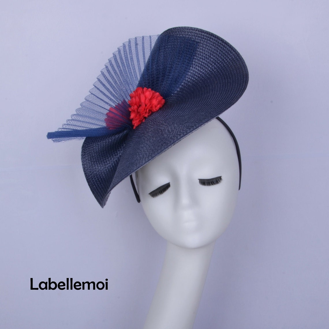 Exclusive Navy blue fascinator saucer hatinator Church hat | Etsy