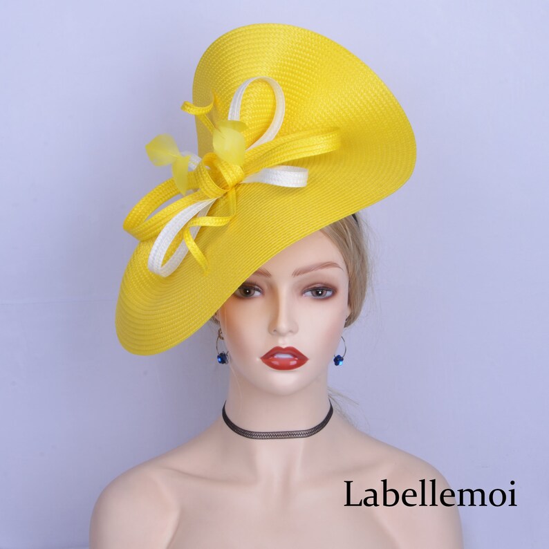 Exclusive Yellow/white Fascinator Hat Large Saucer Hatinator - Etsy