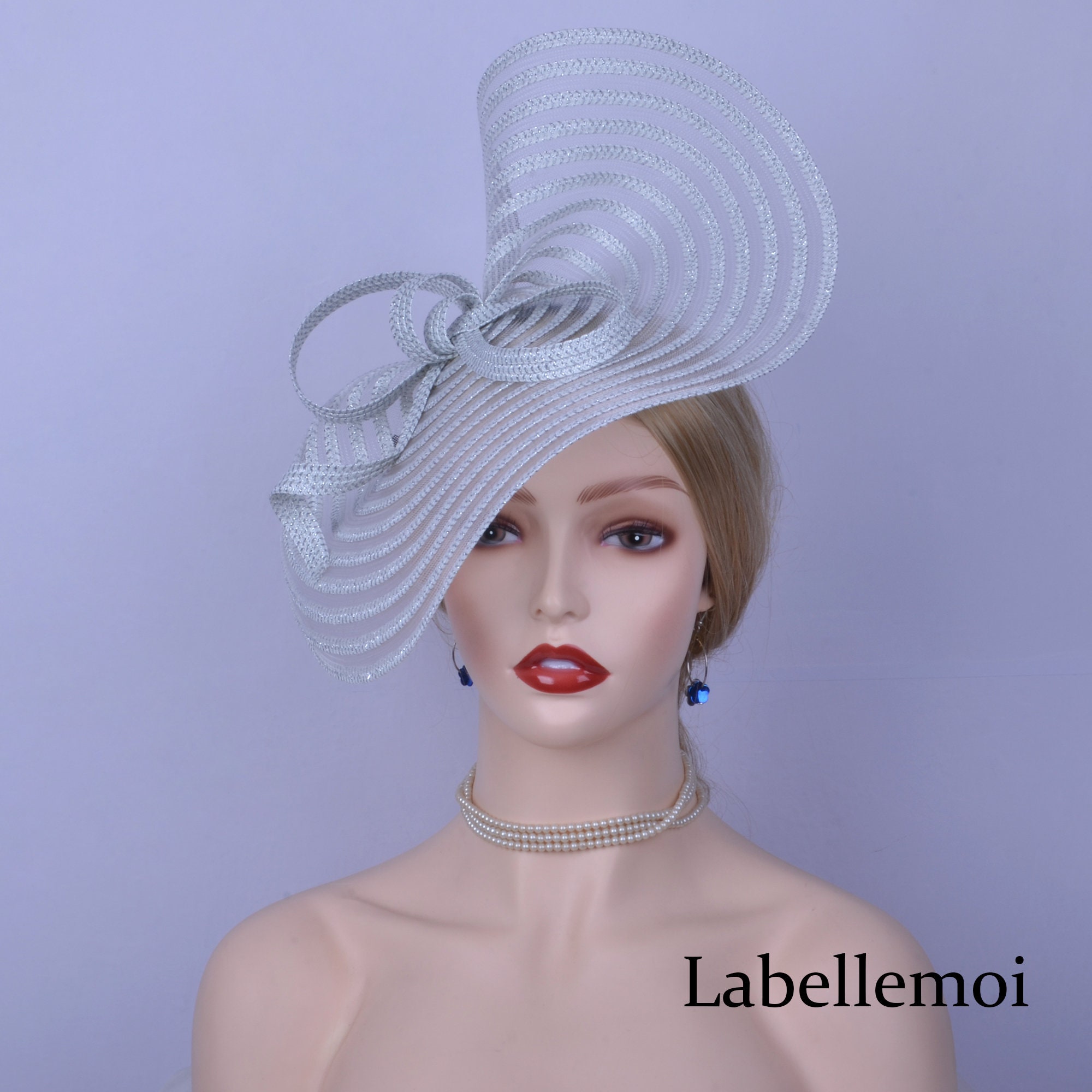 Exclusive Ivory/metallic Silver Fascinator Large Saucer - Etsy UK