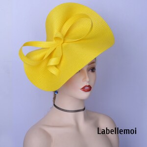 New Bright Yellow Fascinator Large Saucer Hatinator Church Hat Derby ...