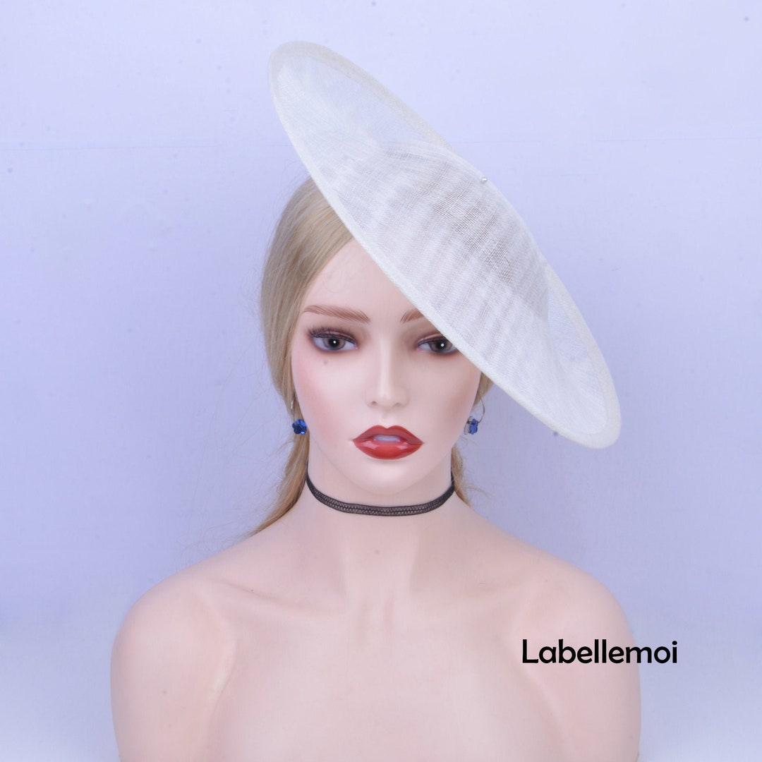 Craft Supply,diy Millinery Art,big Ivory Sinamay Saucer Fascinator Base ...