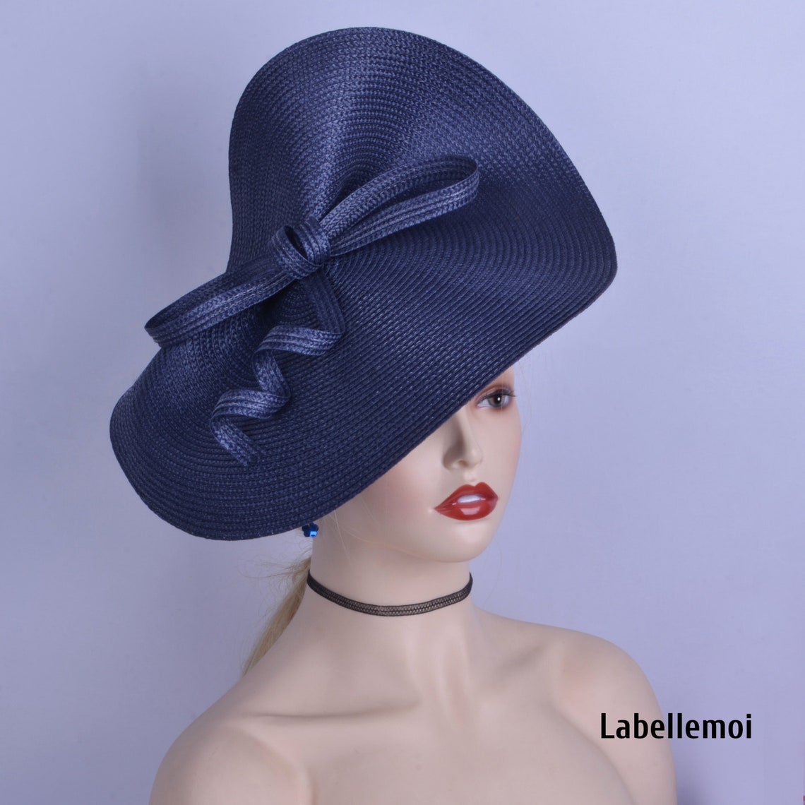 Exclusive Navy Blue Fascinator Large Saucer Hatinator Church - Etsy