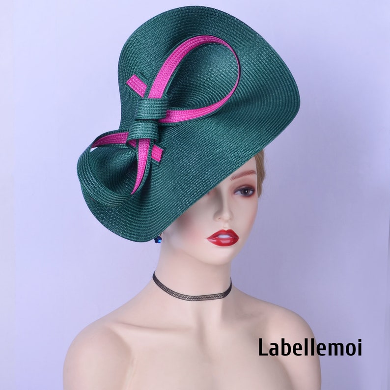 Exclusive Emerald Green/fuchsia Fascinator Two Tone Big Saucer - Etsy