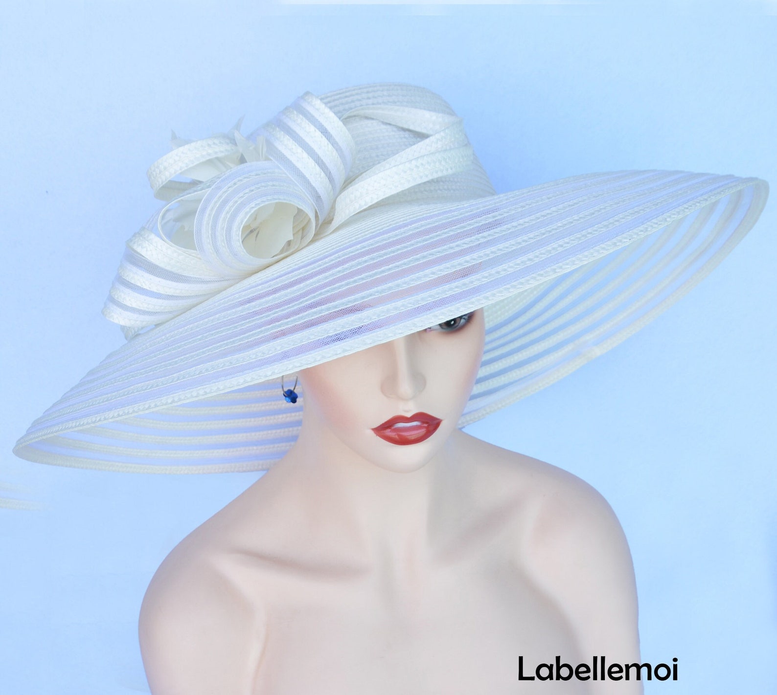 Extra Large Ivory Wedding Hat Church Hat Wide Brim Kentucky - Etsy UK