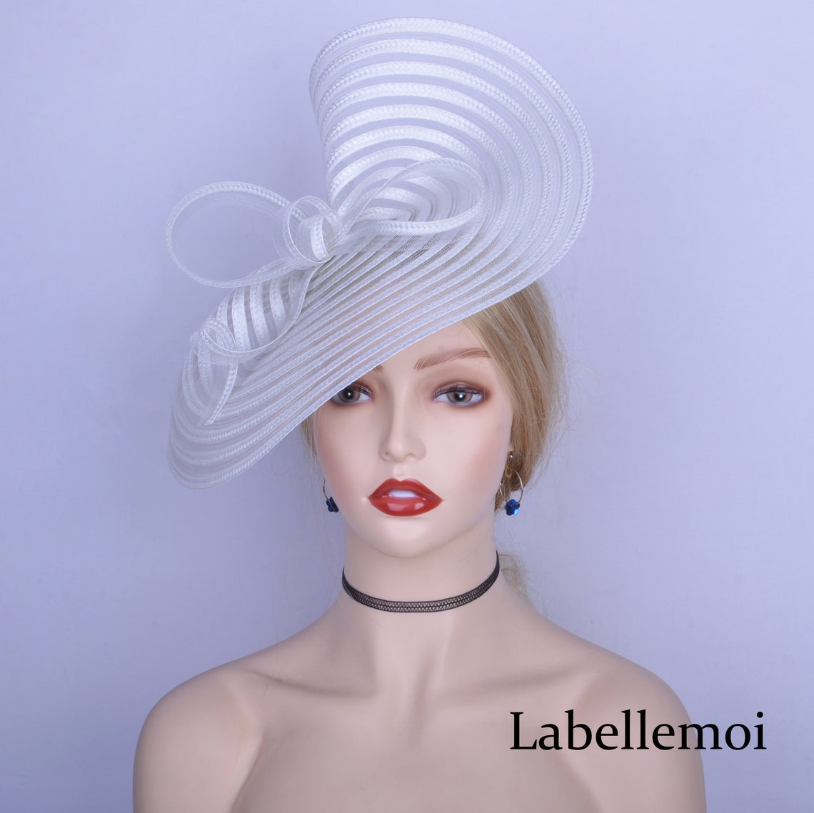 Exclusive White Fascinator Large Stripe Saucer Hatinator - Etsy