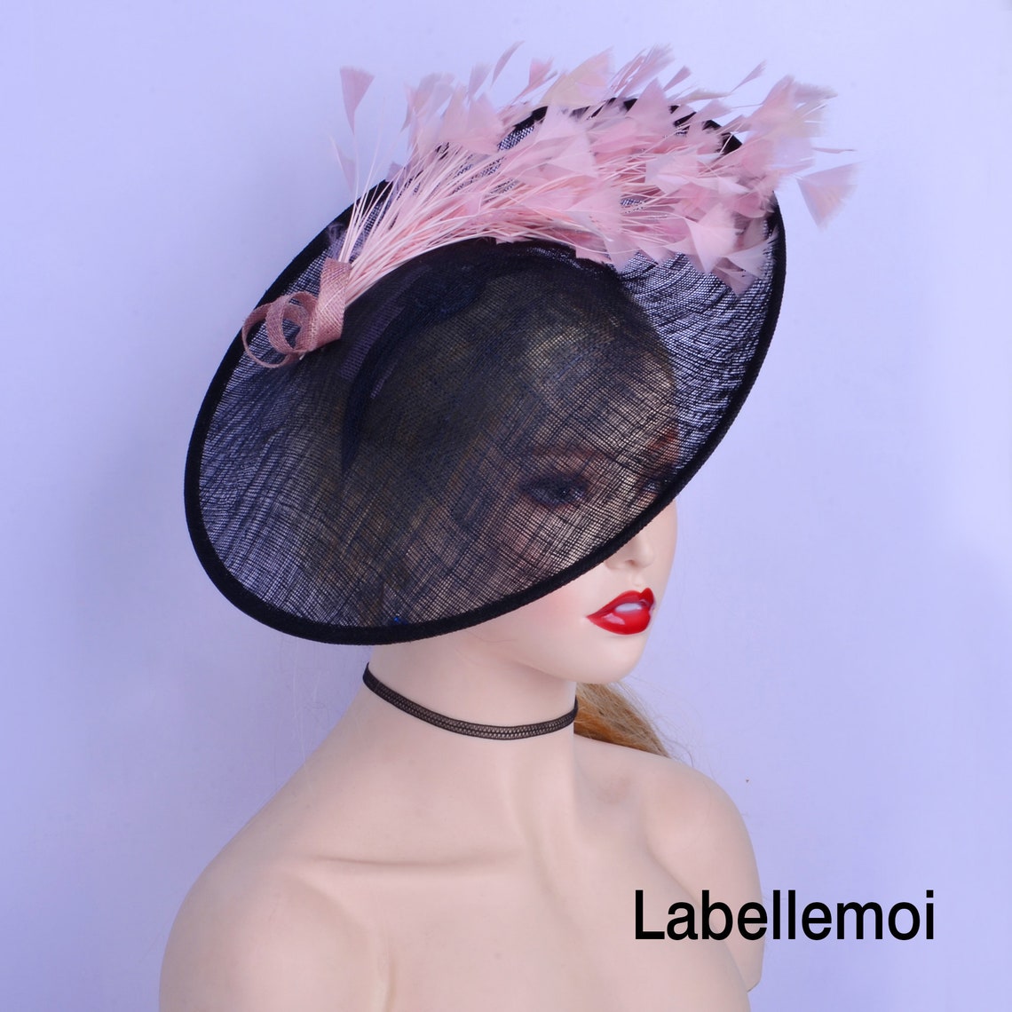 Black Blush Pink Big Sinamay Saucer Fascinator Headband - Etsy