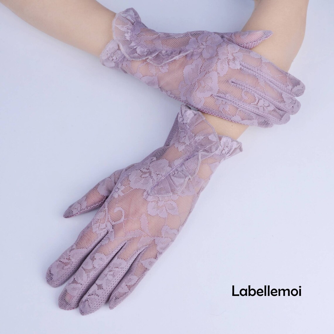 New Anti-uv Purple Lace Glove Womens Short Glove Big Flower | Etsy