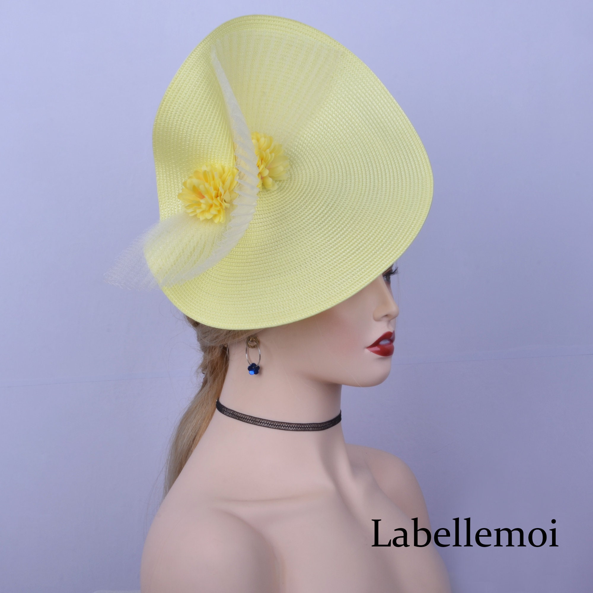 Exclusive Couture Yellow Fascinator Hat Saucer Hatinator | Etsy
