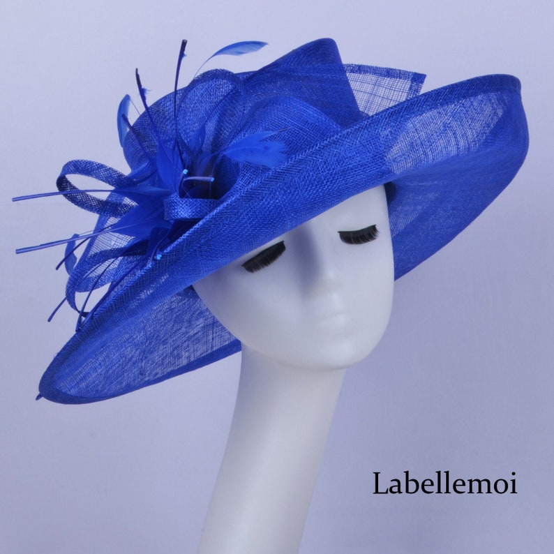 Cobalt Blue Royal Hat Large Dress Church Sinamay Hat - Etsy