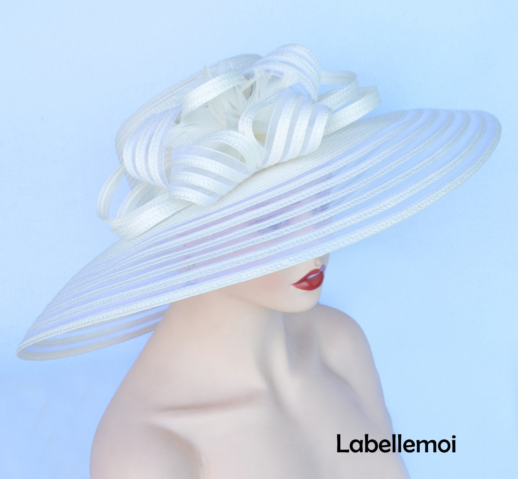 Extra Large Ivory Wedding Hat Church Hat Wide Brim Kentucky - Etsy UK