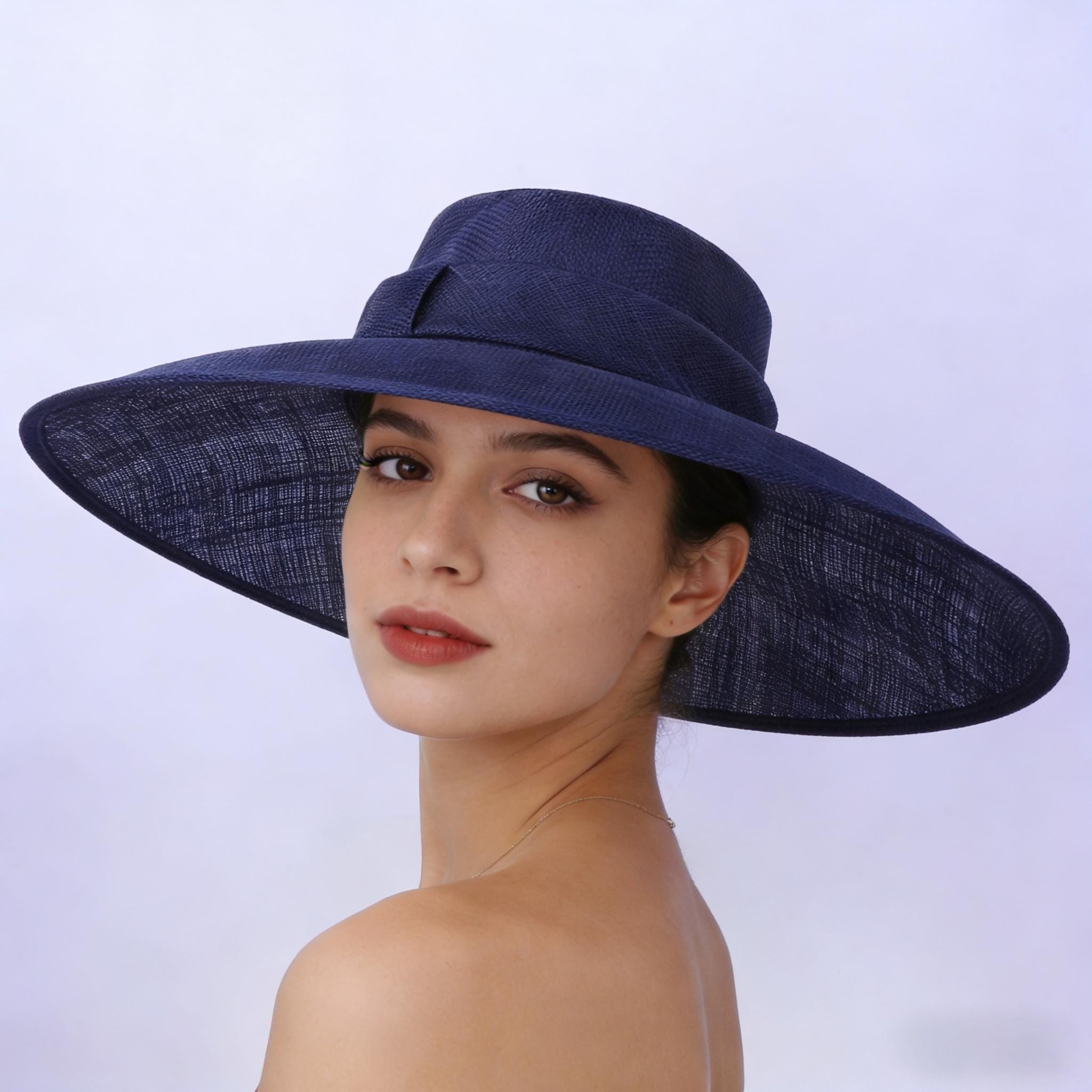 Extra Large Navy Blue Sinamay Derby Hat, Wedding Church Races - Etsy