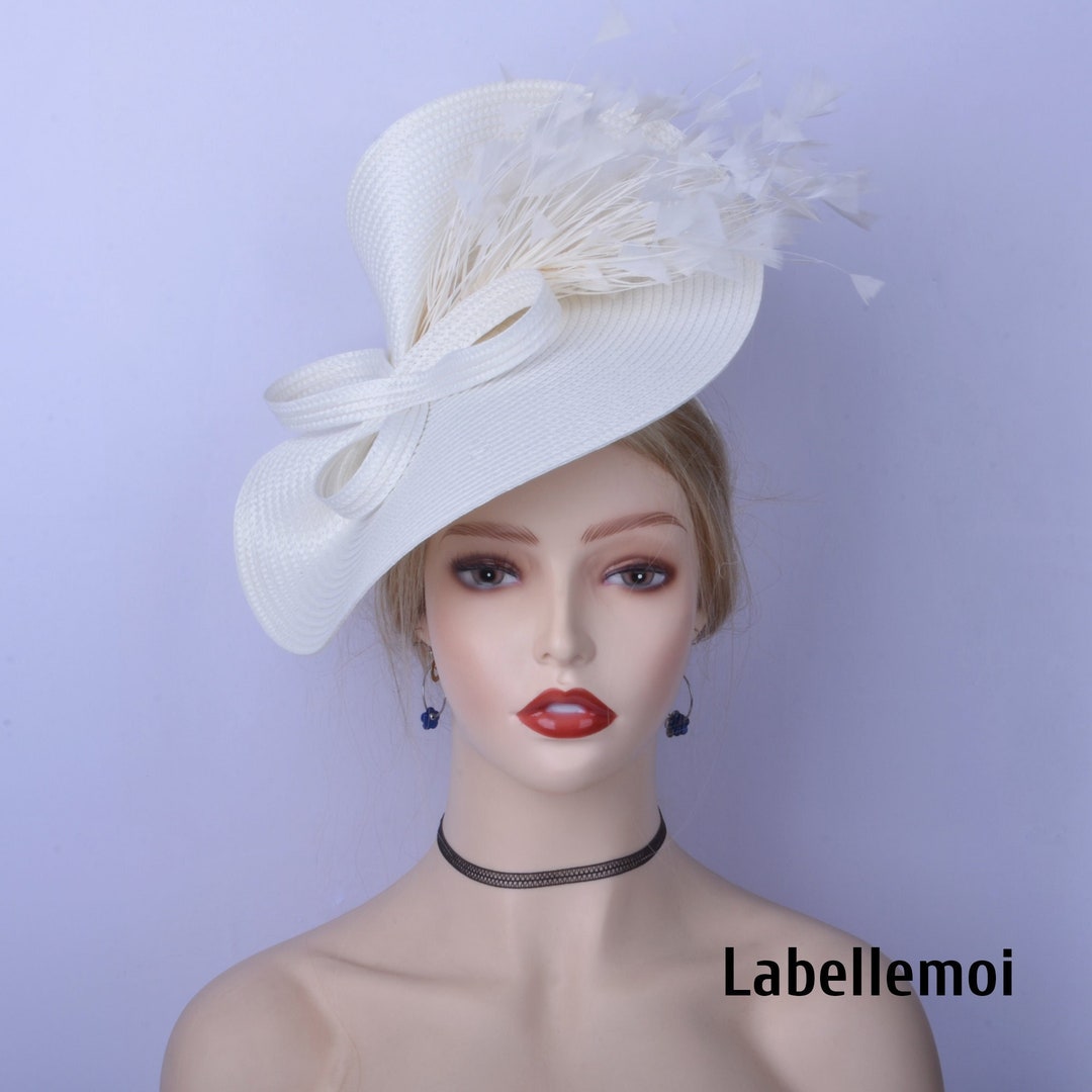 Exclusive Ivory Fascinator With Feathers Big Hatinator Church Hat Derby ...
