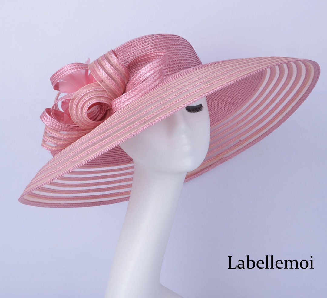 X Large Ladies Mauve Dusky Pink Blush Pink Hat Kentucky Derby Ascot Hat ...