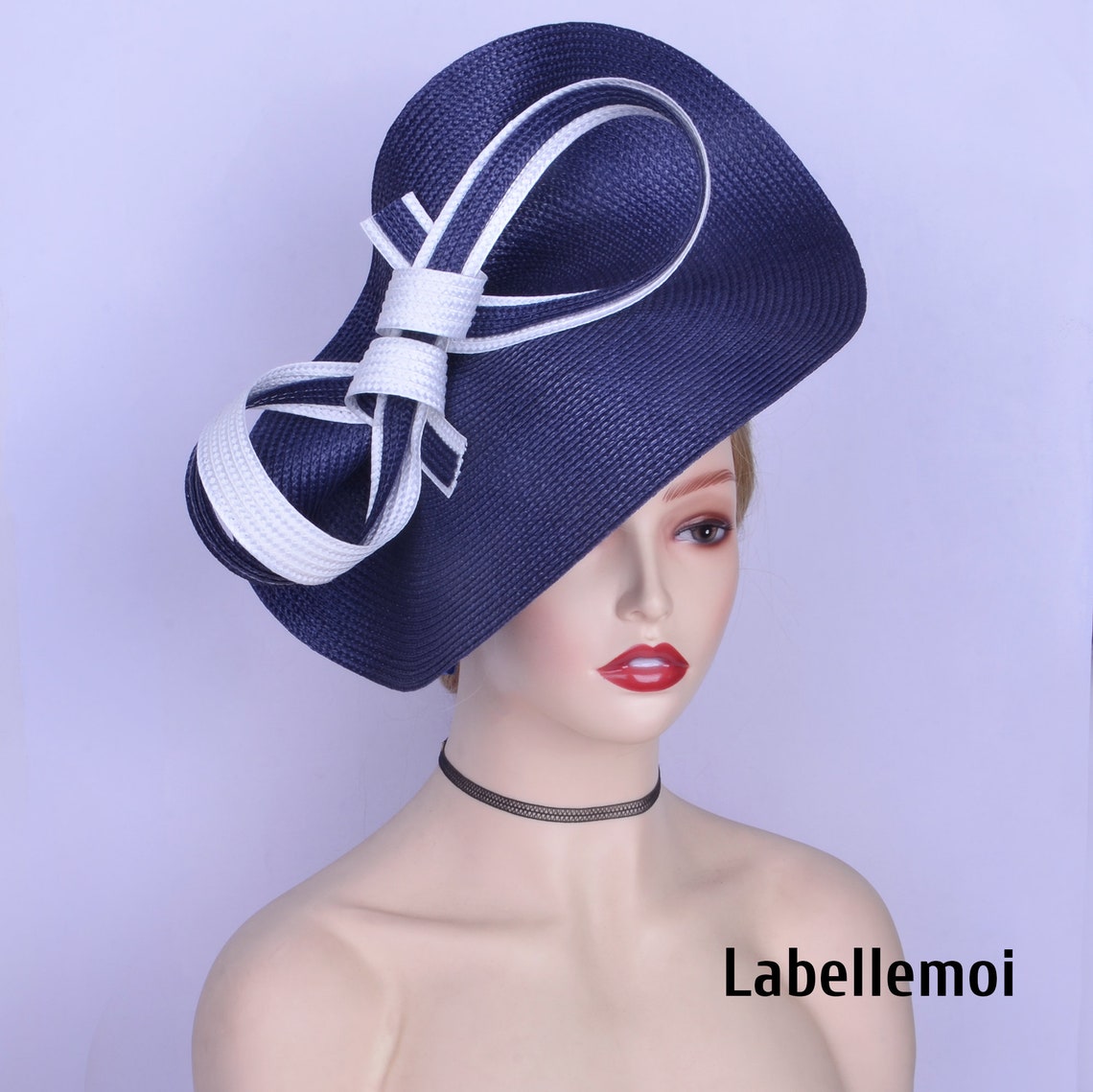 Exclusive Navy/white Fascinator Two Tone Saucer Hatinator - Etsy
