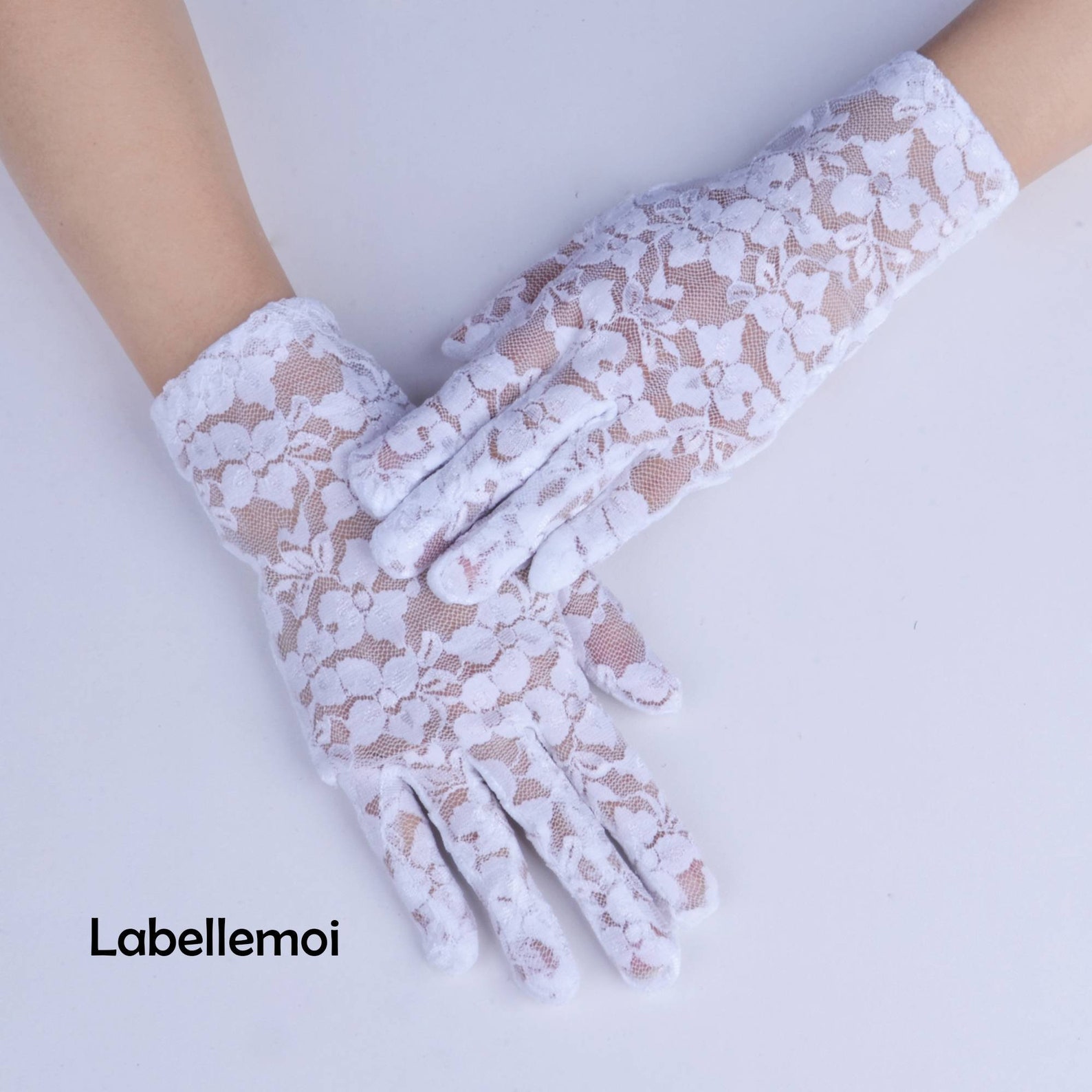 Elegant White Lace Glove Womens Wedding Gloves Short | Etsy