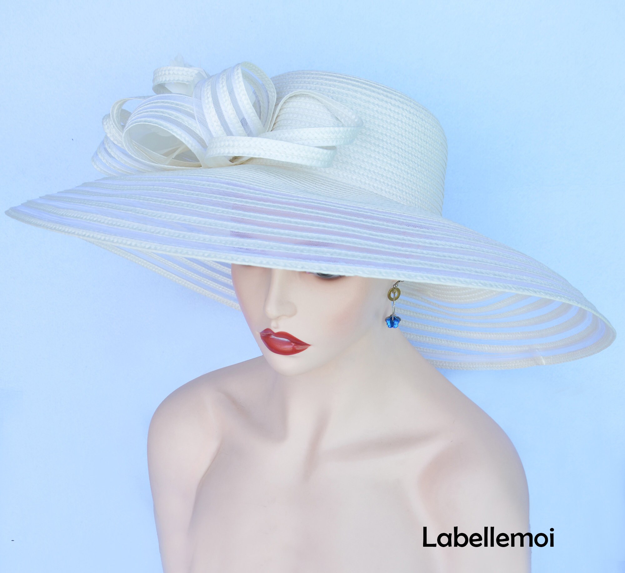 Extra Large Ivory Wedding Hat Church Hat Wide Brim Kentucky - Etsy UK