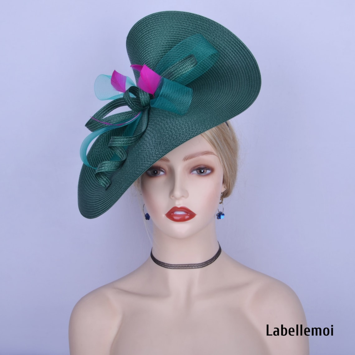 New Green/fuchsia Fascinator Emerald Disc Saucer Hatinator | Etsy
