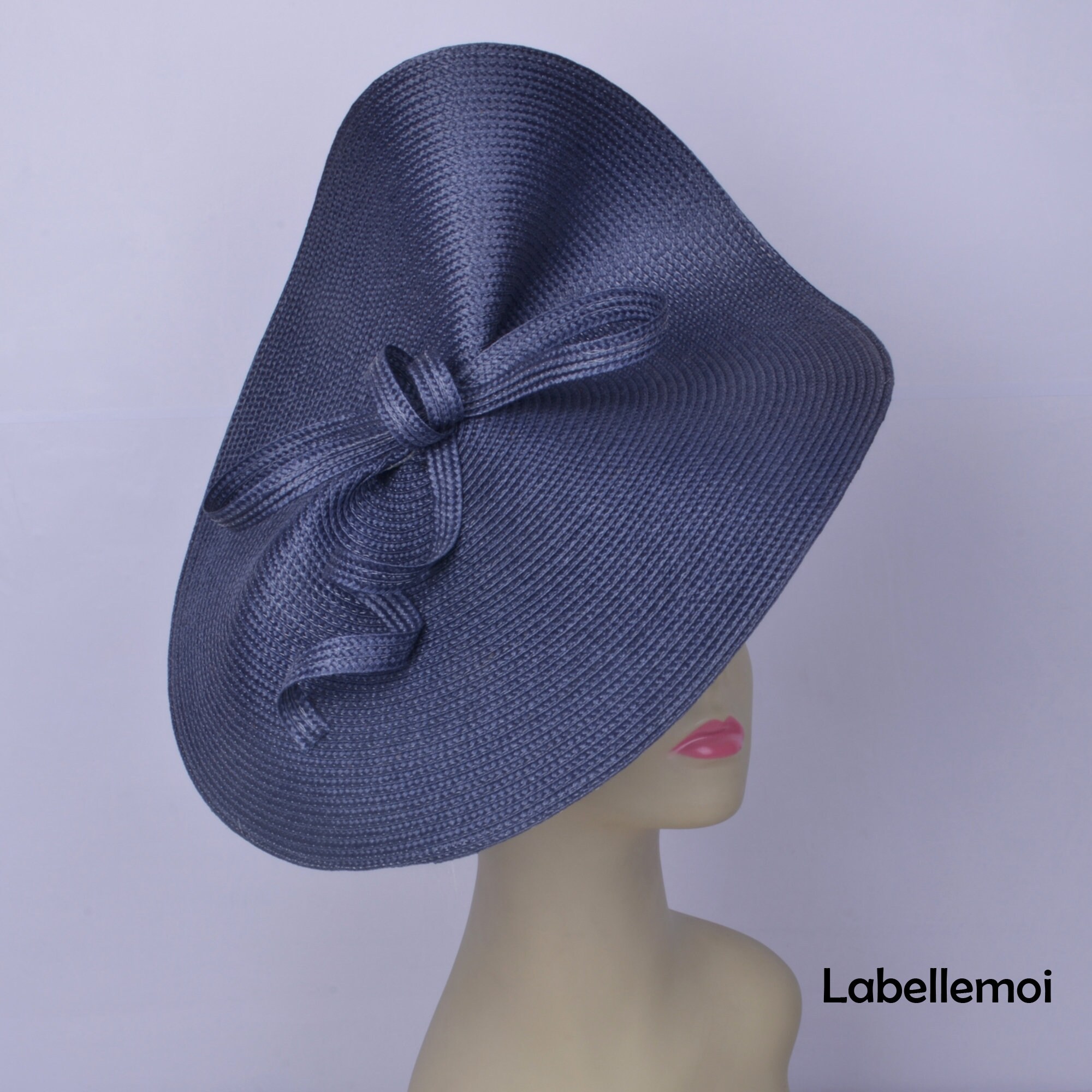 Exclusive Navy Blue Fascinator Large Saucer Hatinator Church - Etsy