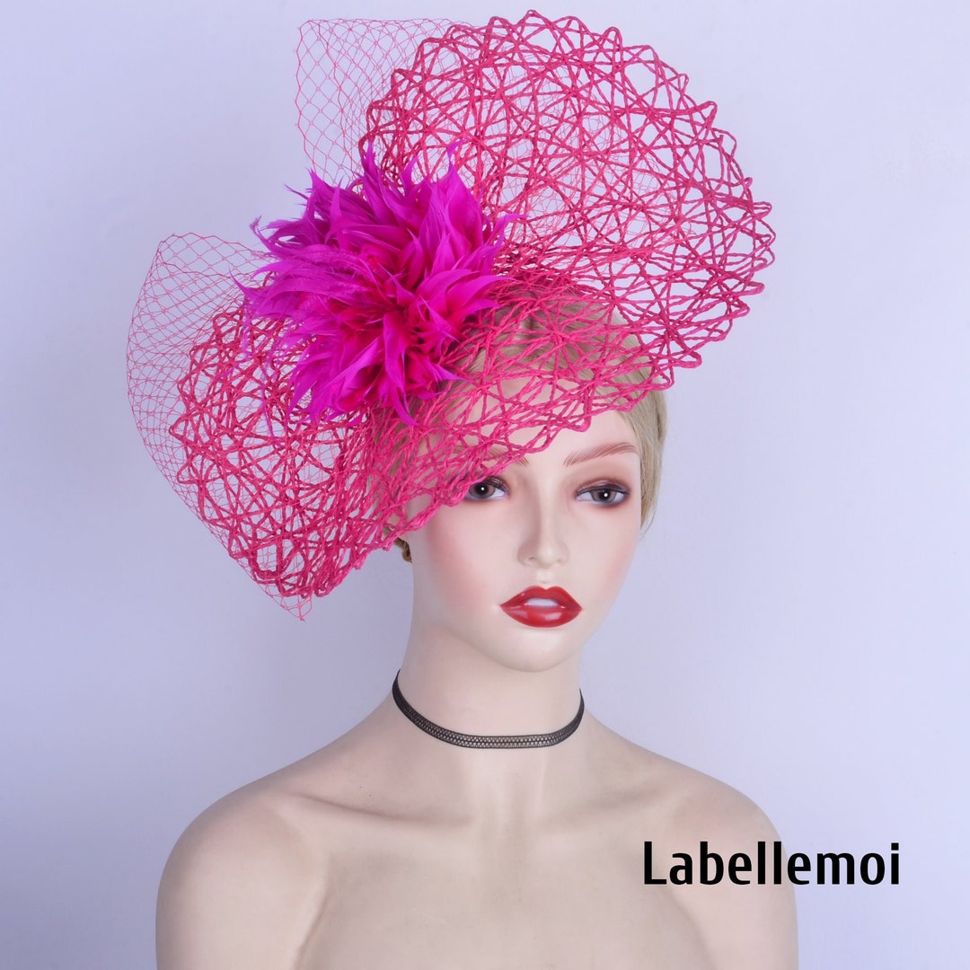 New Fuchsia Fascinator Hot Pink Big Saucer Hatinator Veil Kentucky ...