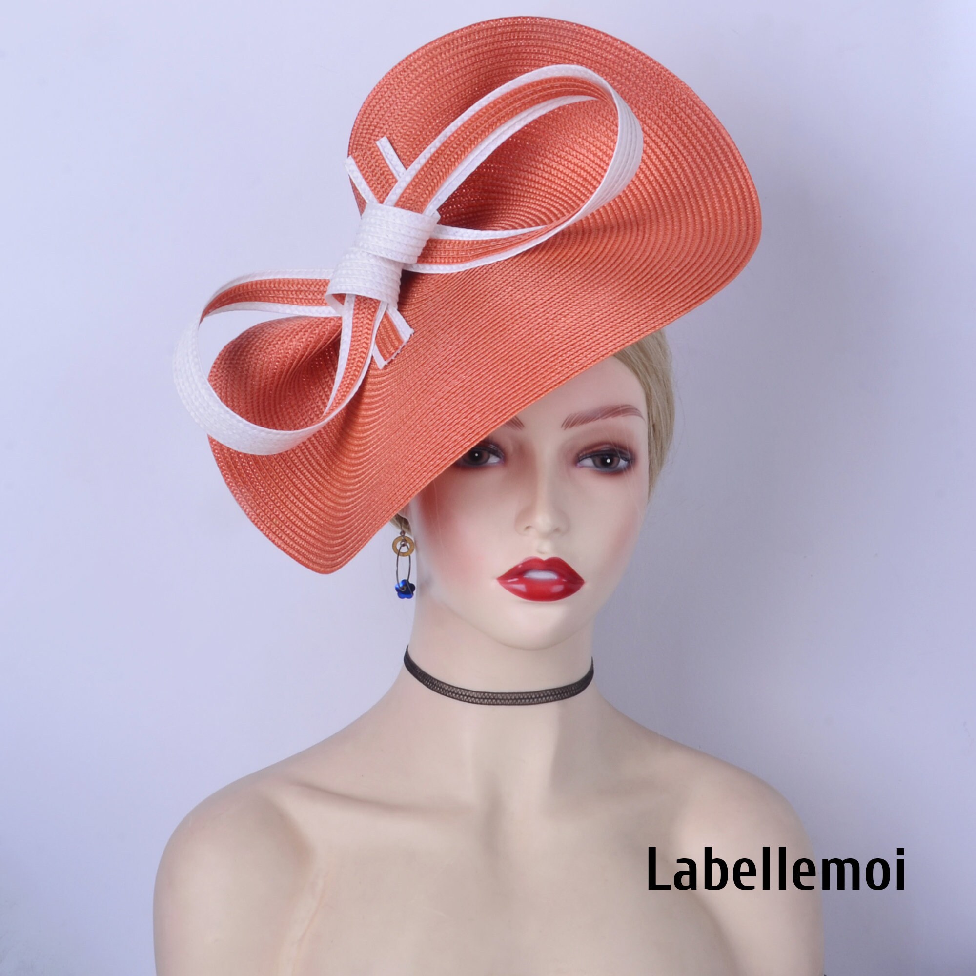 New Rusty/ivory Fascinator Two Tone Burnt Orange Large Saucer Hatinator ...