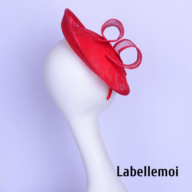New Red Fascinator Sinamay Base Disc Hatinator Lace Hat - Etsy