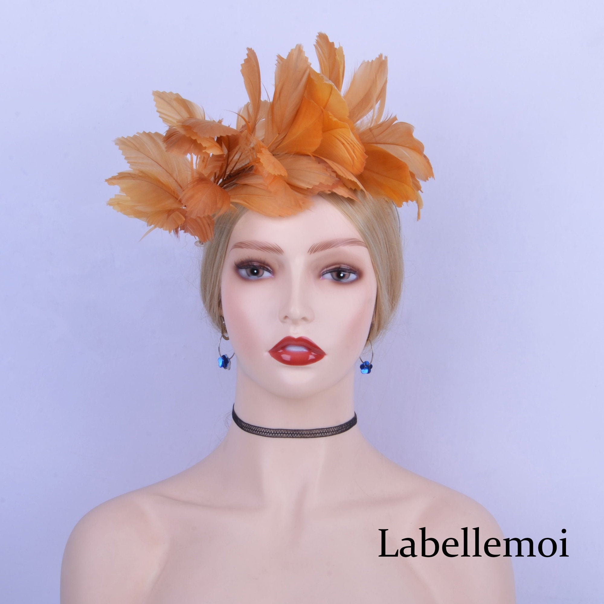 Rusty gold feather crown fascinator hair accessory for wedding | Etsy