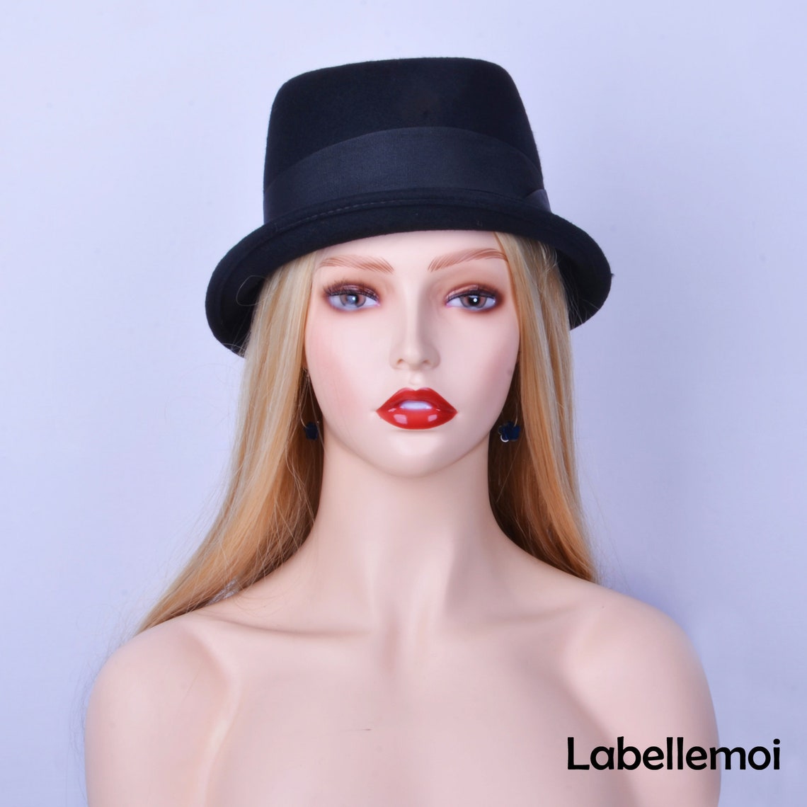 SALE Exclusive Two Sides Elegant Black Trilby Wool Felt Hat | Etsy