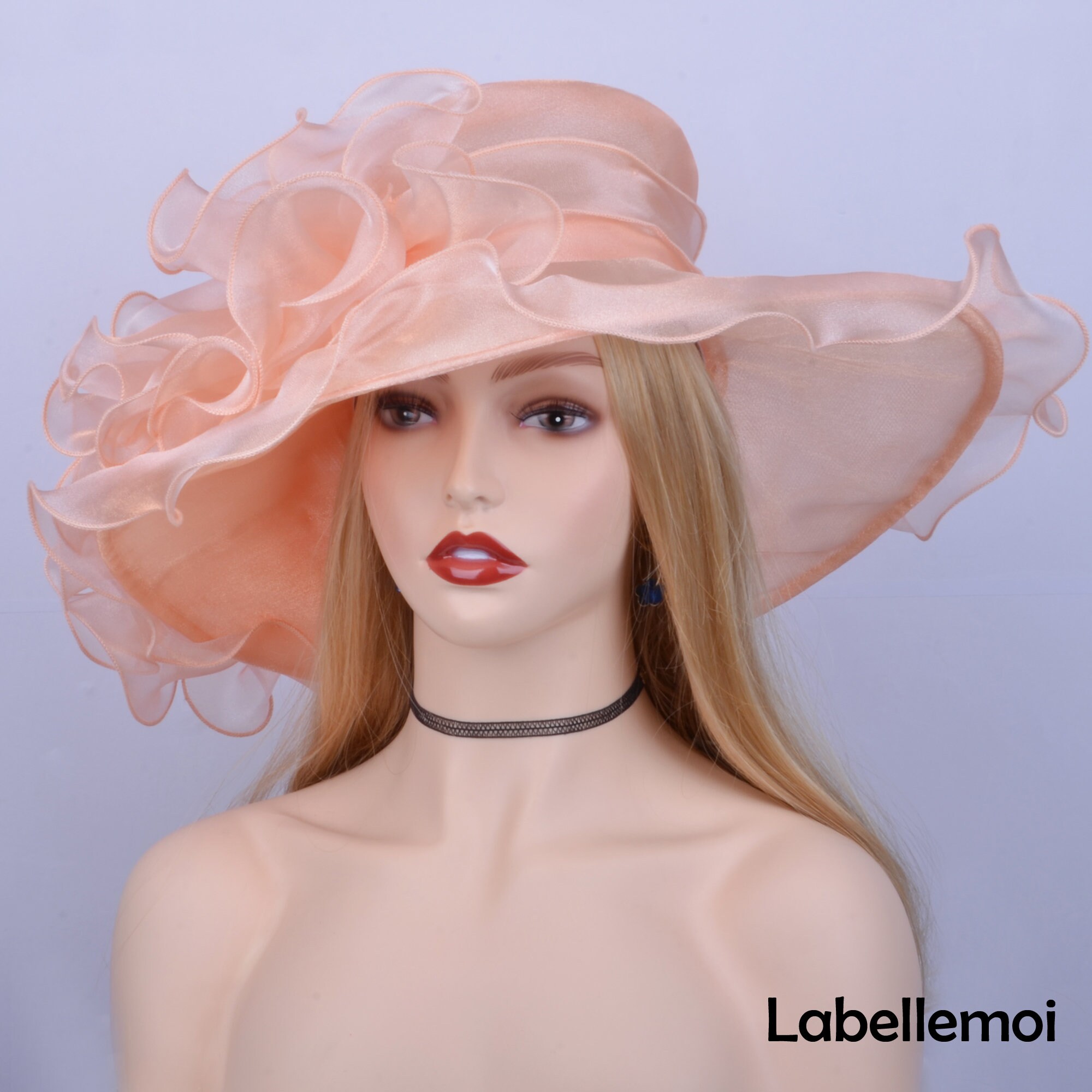 New Royal Blue Hat Large Brim Kentucky Derby Hat Organza | Etsy