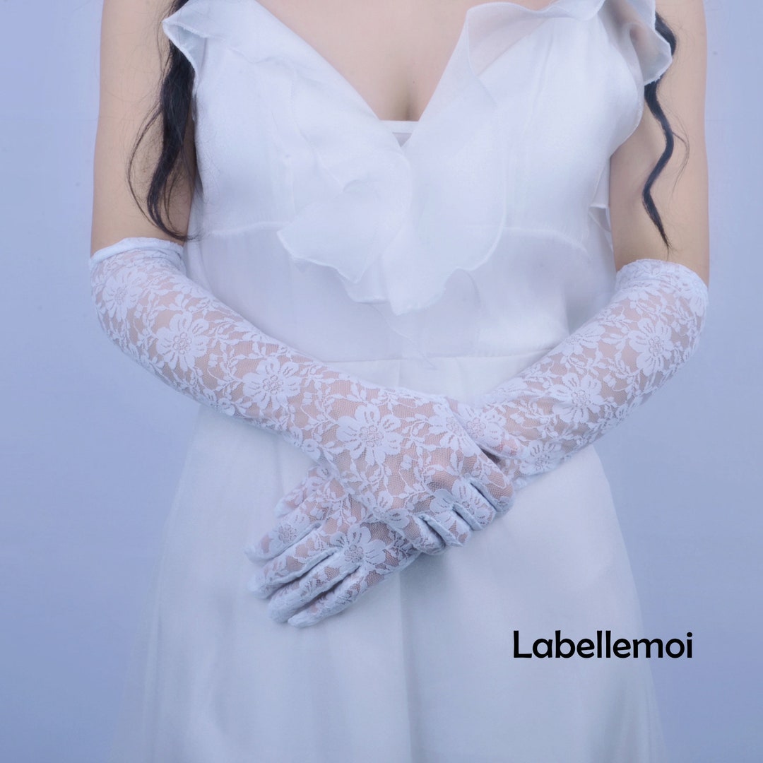 Elegant White Lace Glove Womens Wedding Gloves Long - Etsy