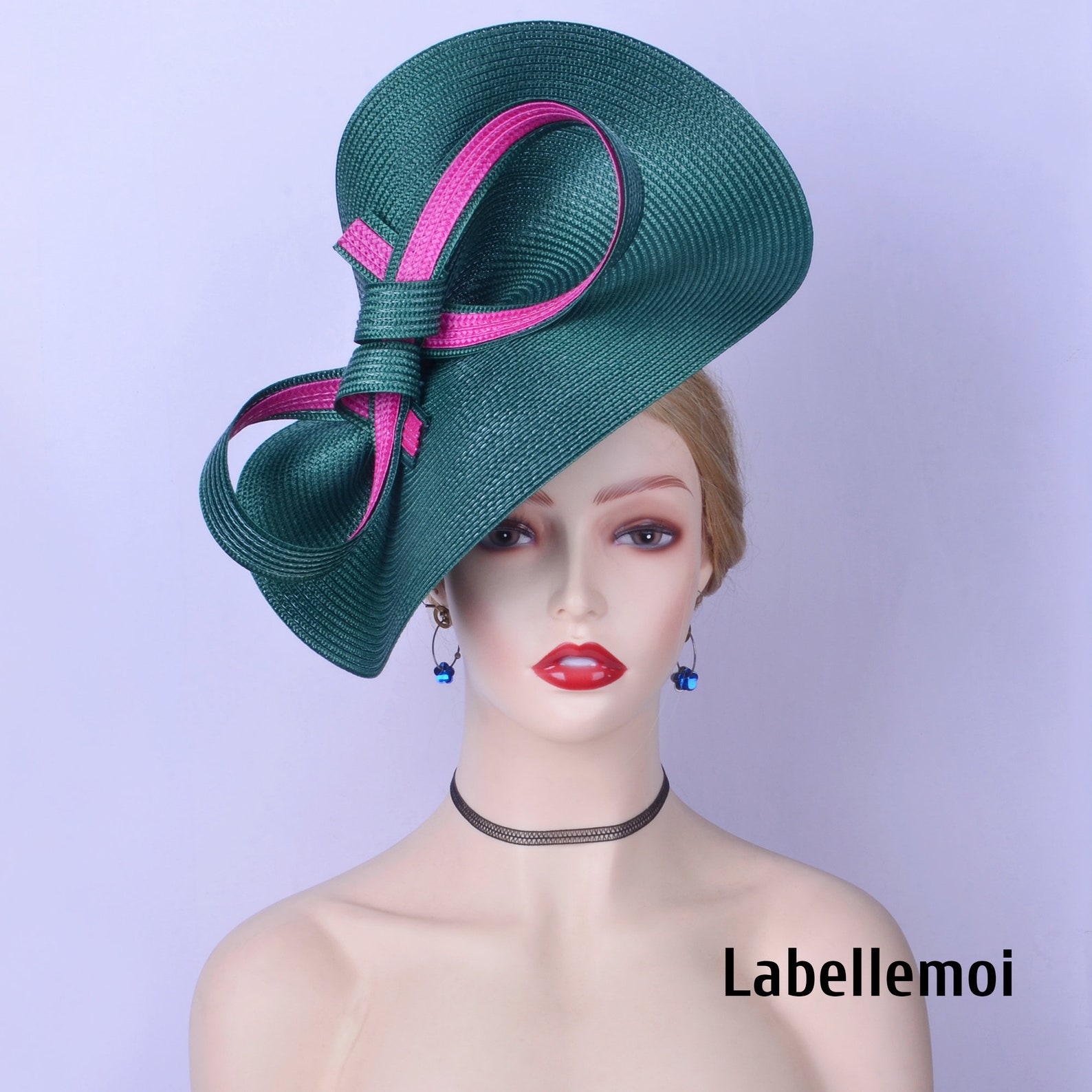 Exclusive Emerald Green/fuchsia Fascinator Two Tone Big Saucer - Etsy