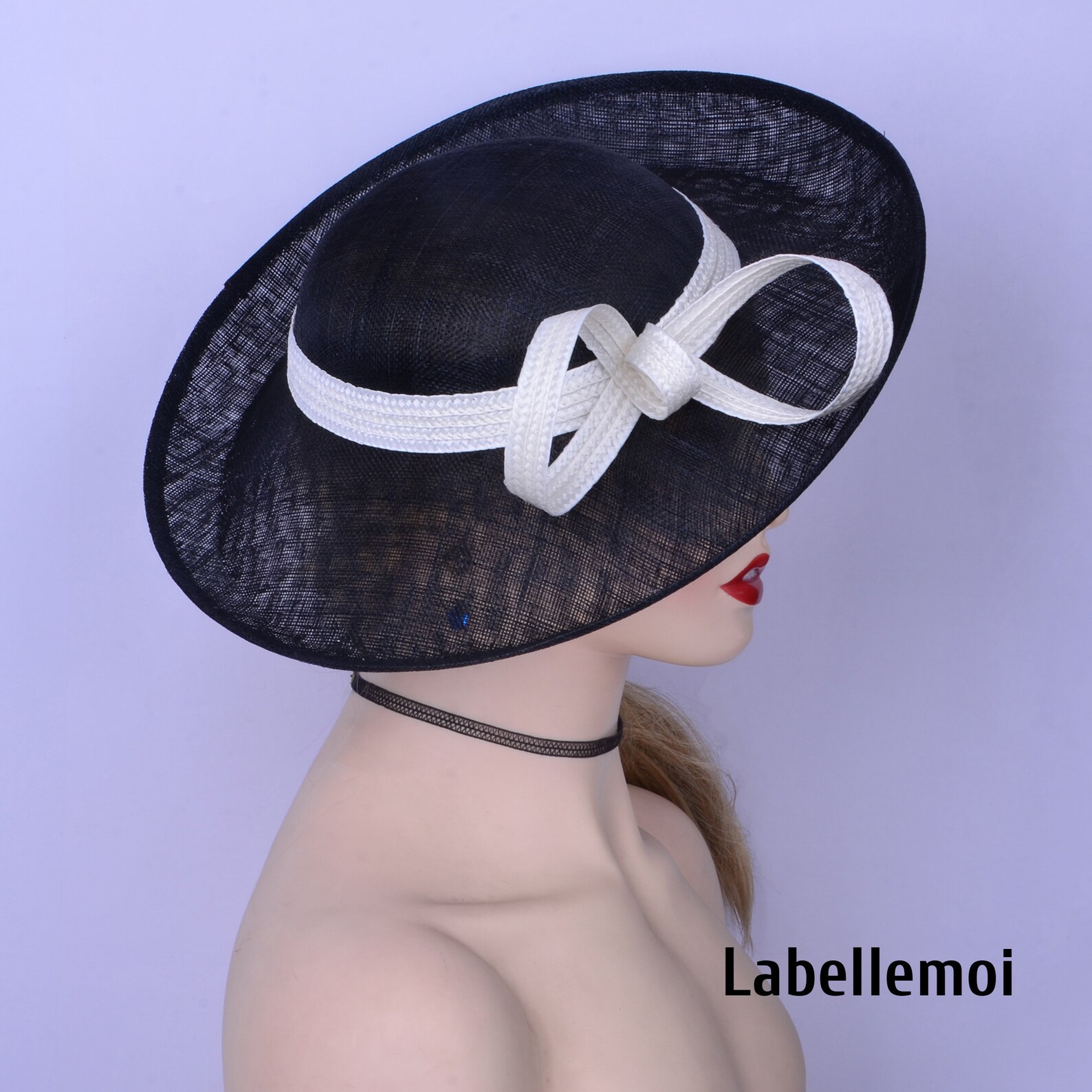 Unique Design Black/ivory Sinamay Hat Fascinator Cream Saucer - Etsy