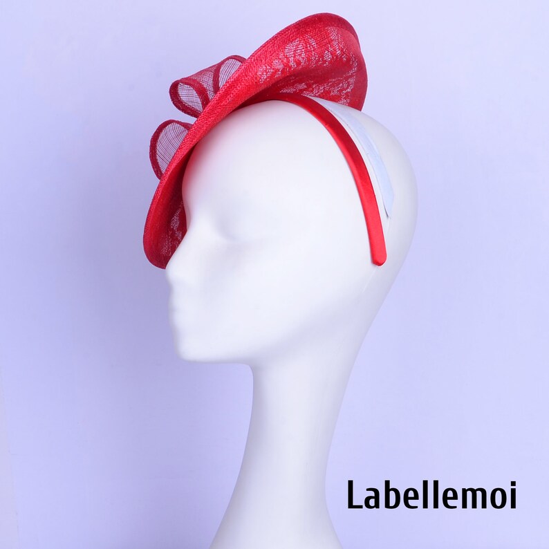 New Red Fascinator Sinamay Base Disc Hatinator Lace Hat - Etsy