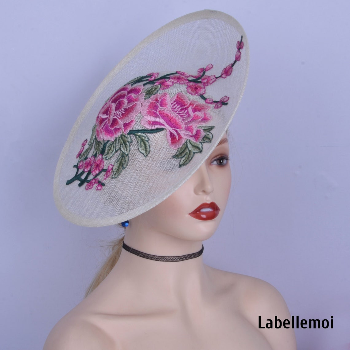 Chinoiserie Ivory/hot Pink Fuchsia/green Retro Sinamay Disc - Etsy