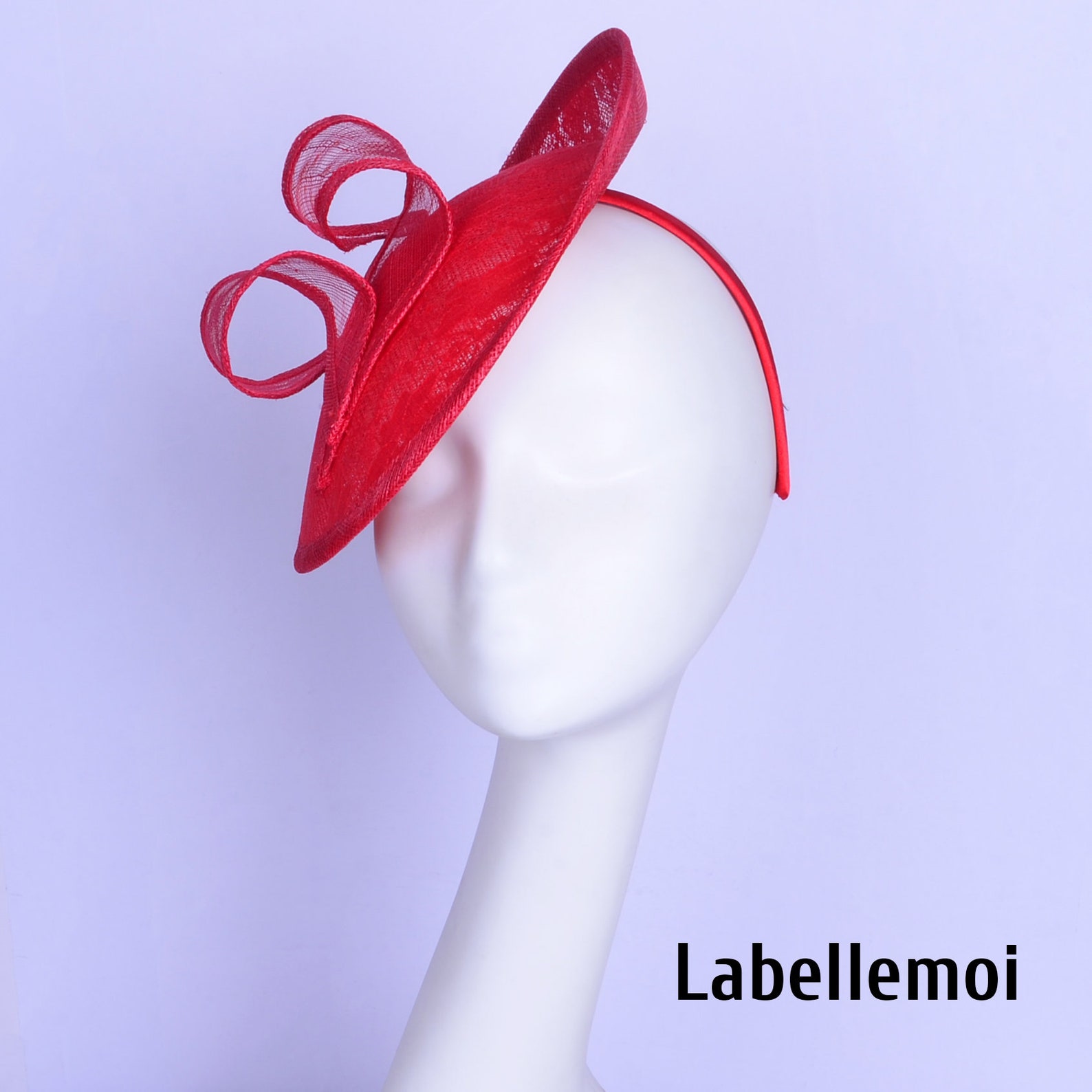 New Red Fascinator Sinamay Base Disc Hatinator Lace Hat - Etsy