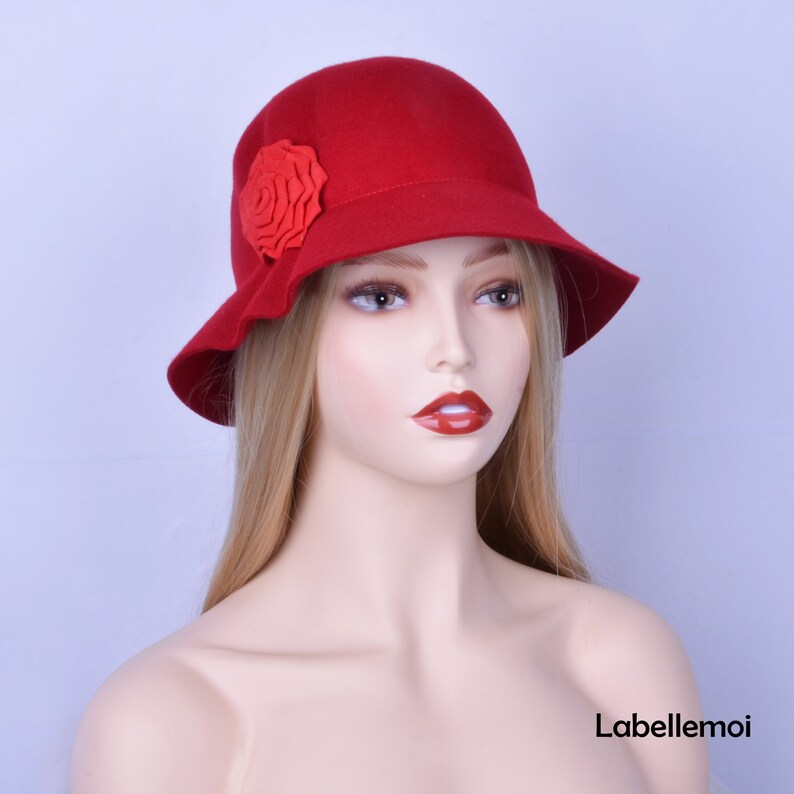Purple Wool Felt Cloche Hat With Handmade Rosette - Etsy